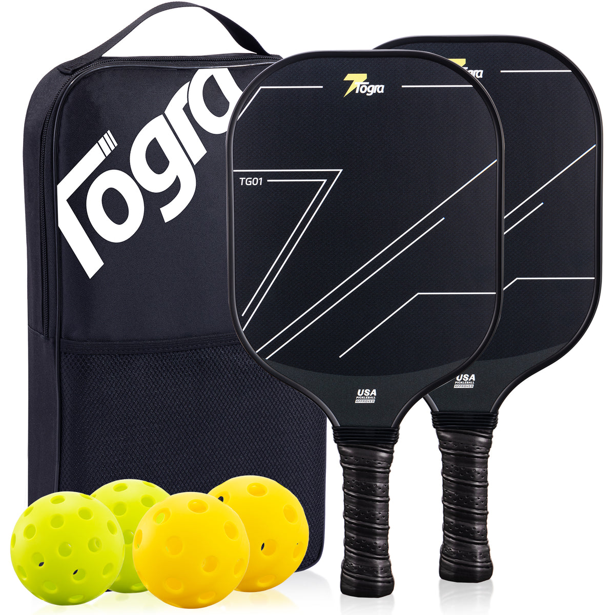 TOGRA Pickleball Paddles Set of 2, USAPA Approved Carbon Fiber Pickleb ...