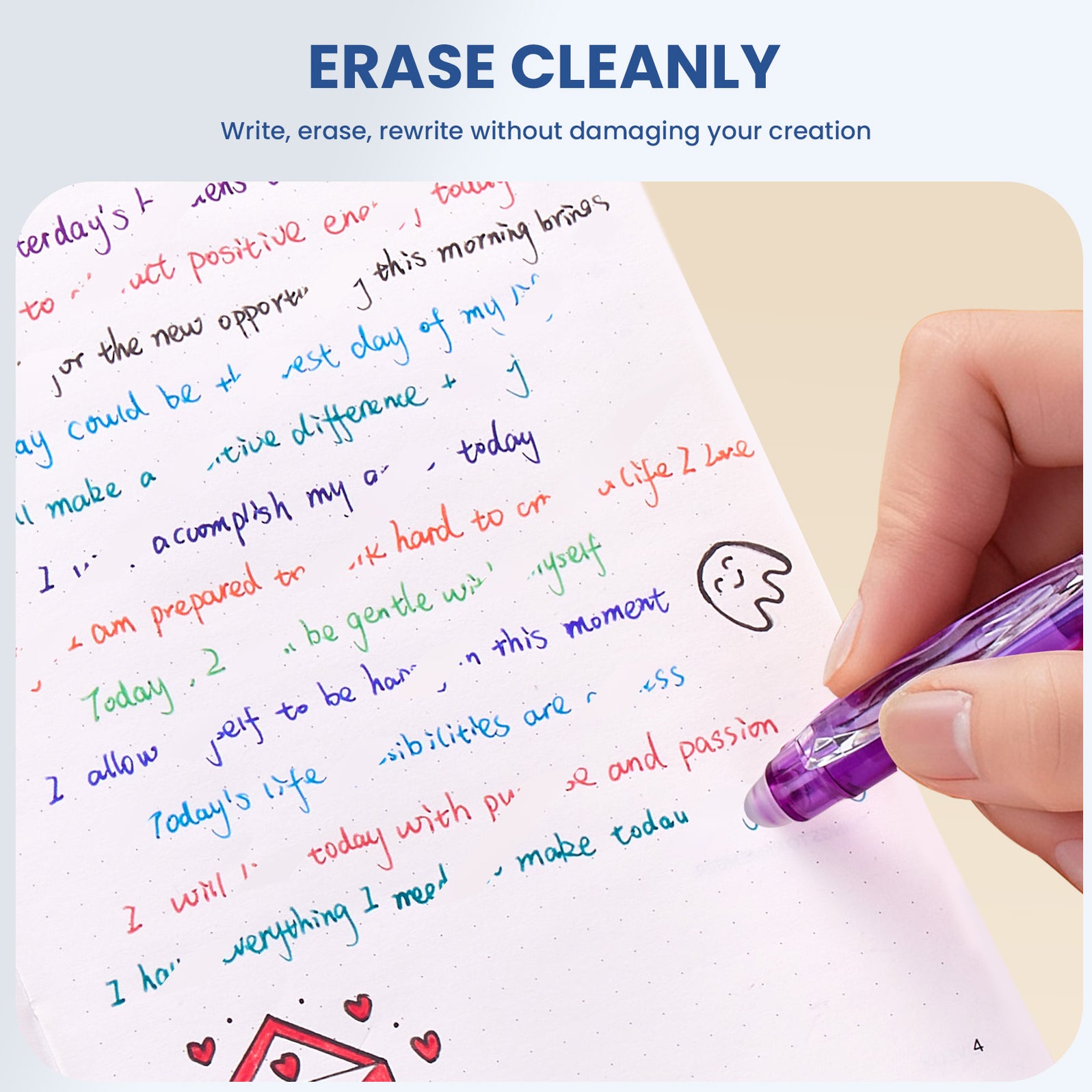 ParKoo 26 Colors Erasable Gel Pens, Retractable Erasable Pens Fine Poi