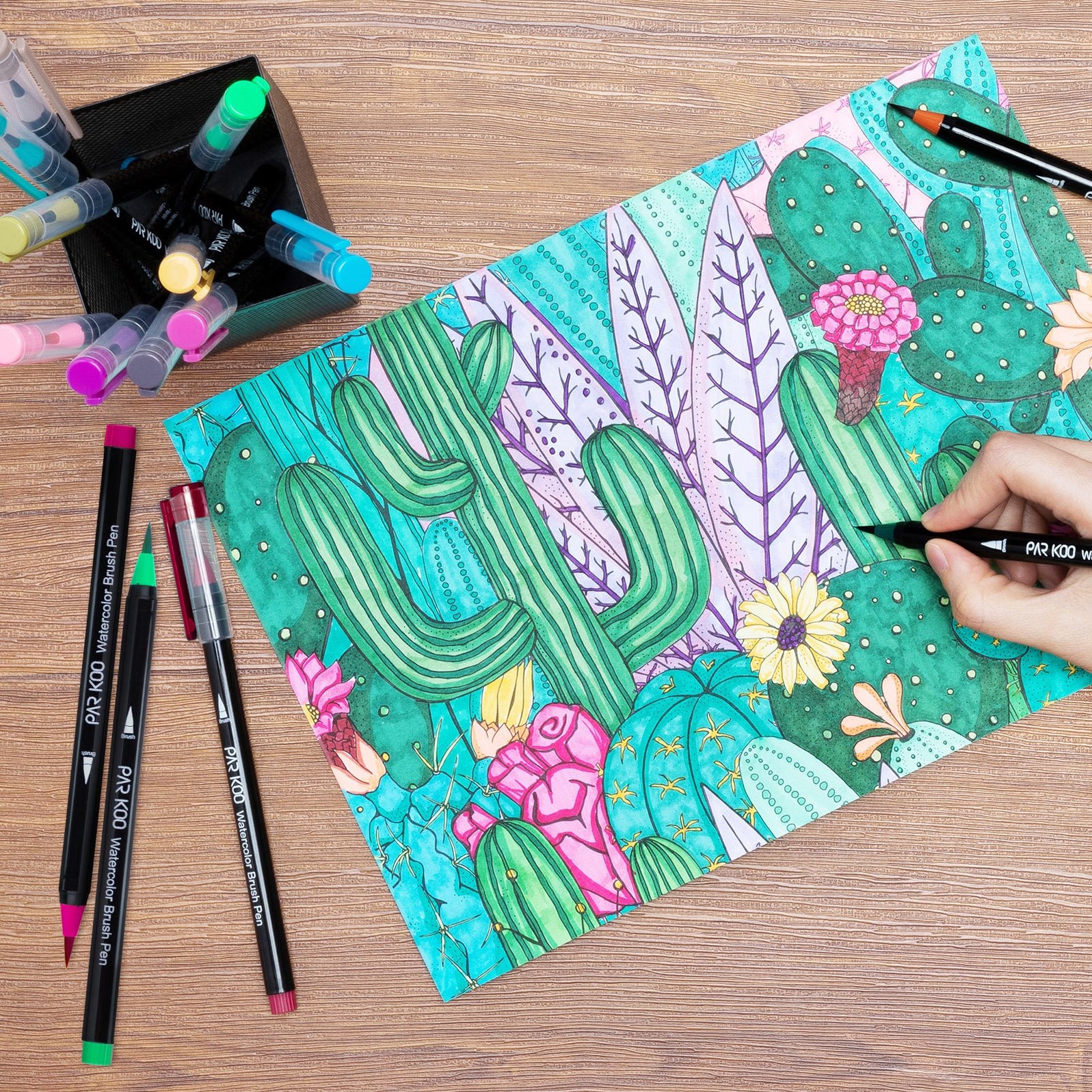 ParKoo 24 Colors Flexible Real Nylon Brush Tip Pens